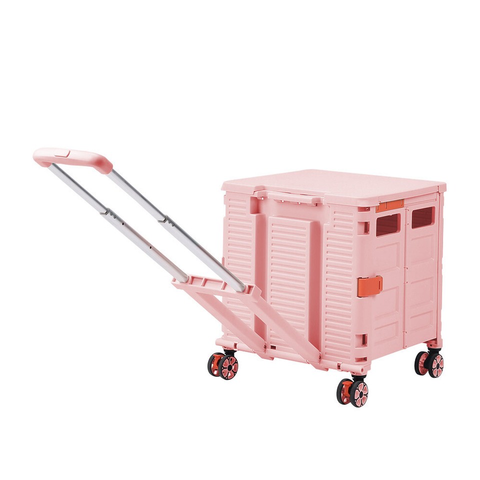 Foldable Trolley Crate Boot Cart Mobile Shopping Camping Picnic Storage ...
