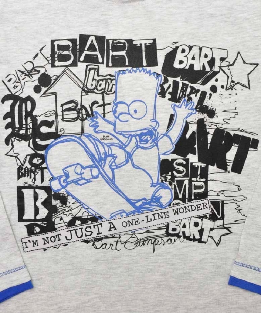 Boys Bart Simpson Grey & Blue T-Shirt & Trouser Nightie Pyjamas Set ...