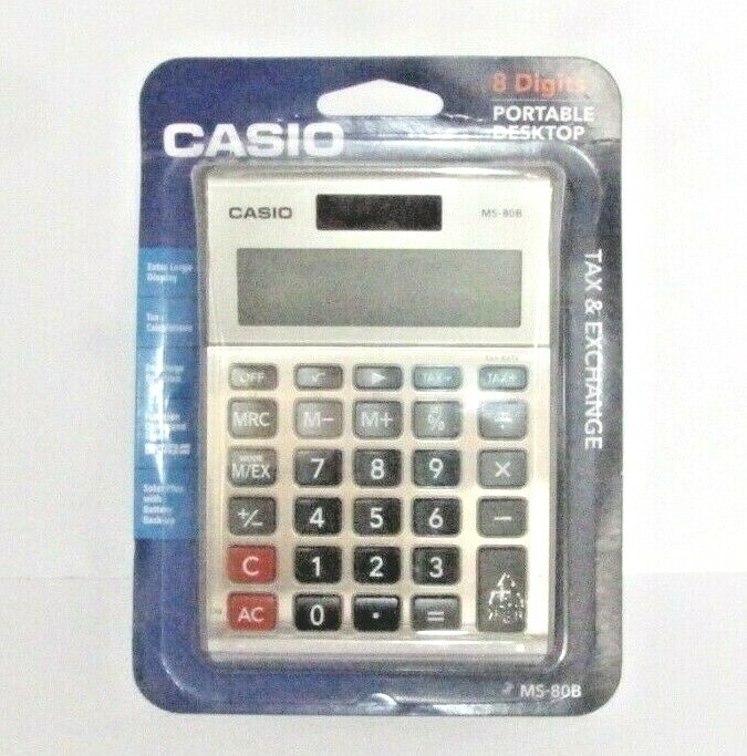 Casio MS-80B Solar Desktop Calculator 8-Digit Display Tax/Exchange ...