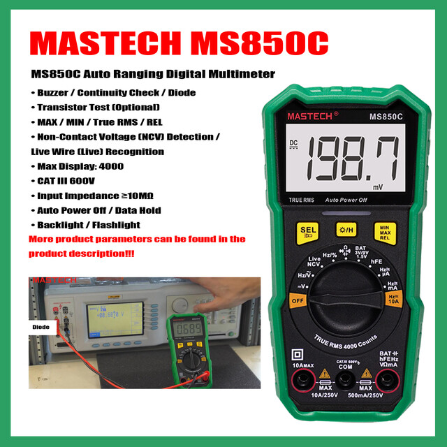 MASTECH MS850A MS850B MS850C MS850D Digital Multimeter AC/DC Voltage AC/DC Kd | eBay