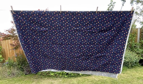 Needlecord Fabric Length. Ditsy Floral on Blue. 100% Cotton 157cm x 1 ...