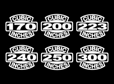 2 INLINE SIX ENGINE DECALS 170-200-223-240-250-300 STRAIGHT 6 STICKERS ...