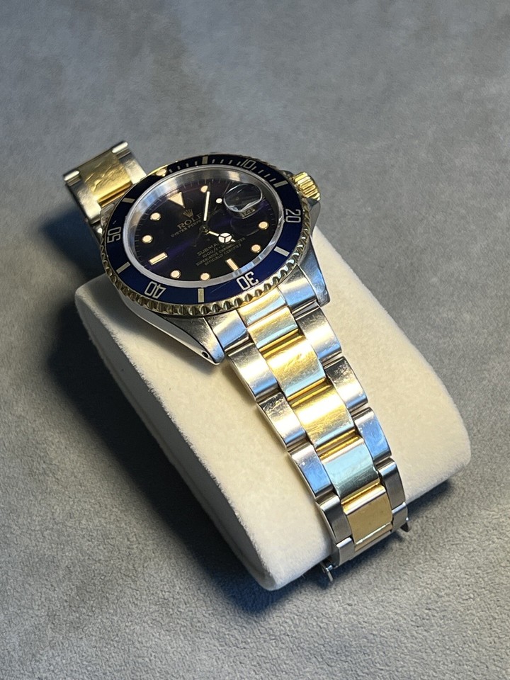 ROLEX SUBMARINER 16803 BLUESY Oyster 2-TONE WATCH 18K GOLD/STEEL Band ...