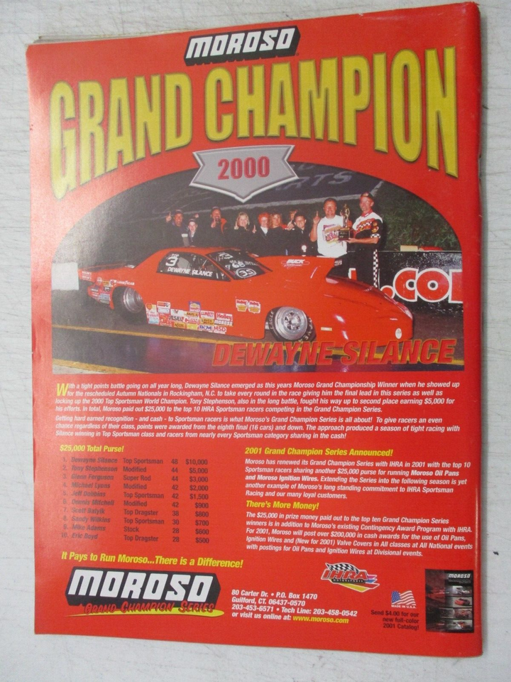 IHRA DRAG REVIEW MAGAZINE JAN 19, 2001 JON YOAK LAURIE CANNISTER SUMMIT ...