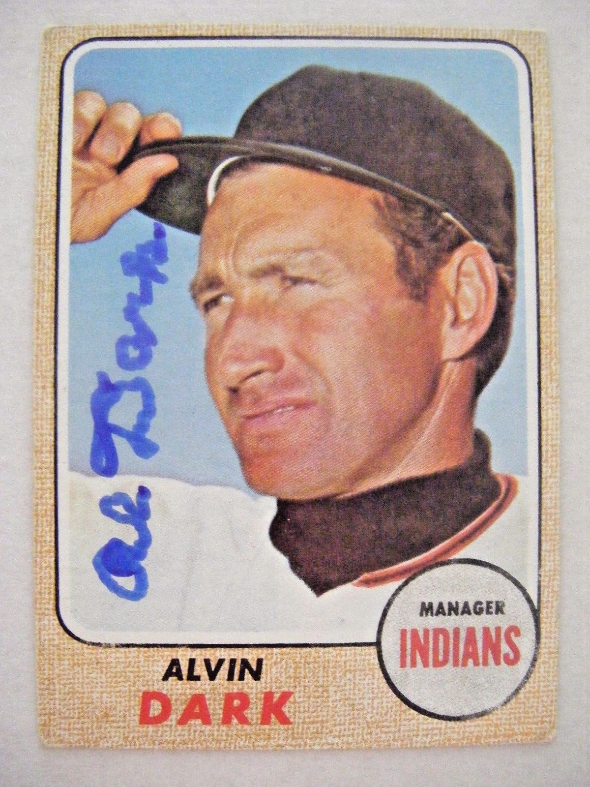 ALVIN DARK signed LSU INDIANS A's 1968 Topps baseball card AUTO ...