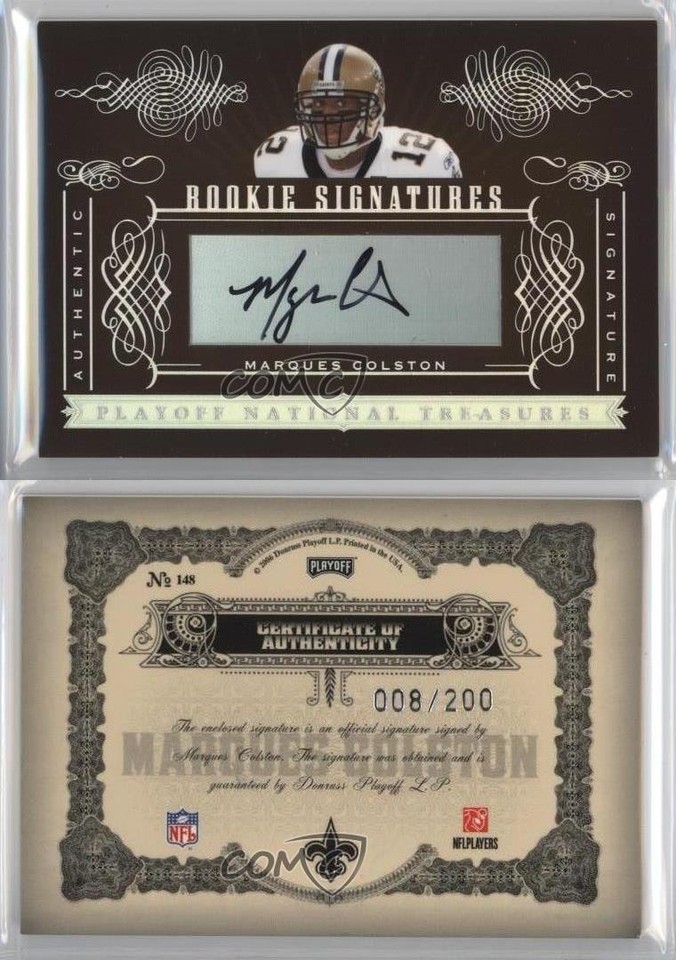 2006 Playoff National Treasures Rookie Signatures 8/200 Marques Colston ...