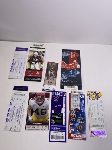 Lot of 9 tickets NFL Tickets 2004 -2013 Vikings , WISCONSIN, PANTHERS ...