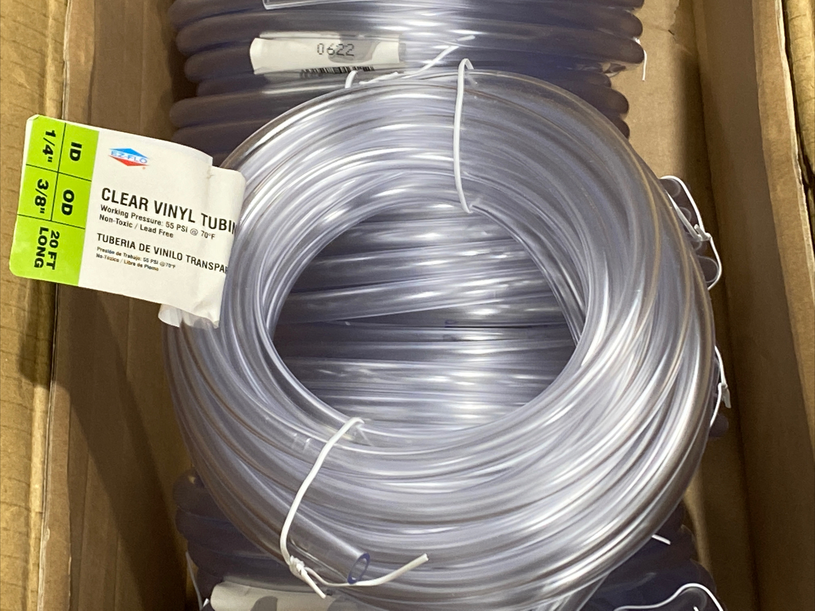 EZ-FLO 1/4” ID (3/8” OD) PVC Clear Vinyl Tubing, 20 Foot Length, 98563 ...