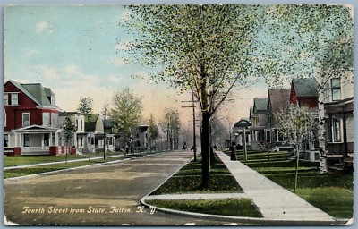 FULTON NY FOURTH STREET 1913 ANTIQUE POSTCARD | eBay
