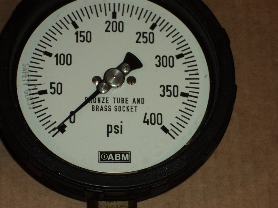 Original Vintage 2 ABM Bronze Tube & Brass Socket PSI Pressure Gauges ...