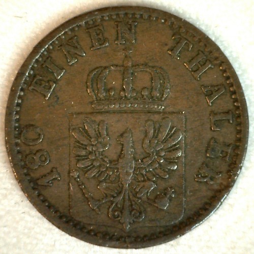 1868 B German States PRUSSIA 2 Pfennig Copper Coin Extra Fine ...