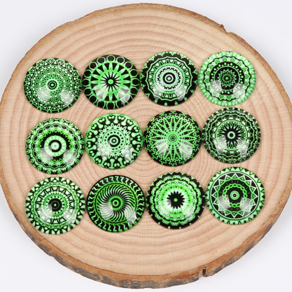 10 Mandala Mix Patterns Cabochons Mixed Round Glass Cabochon Flat Back ...
