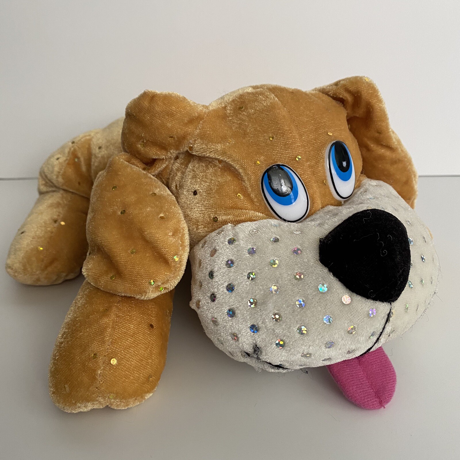 Calplush Puppy Dog Plush Stuffed Animal Toy Tan Shiny Crouching 12” | eBay