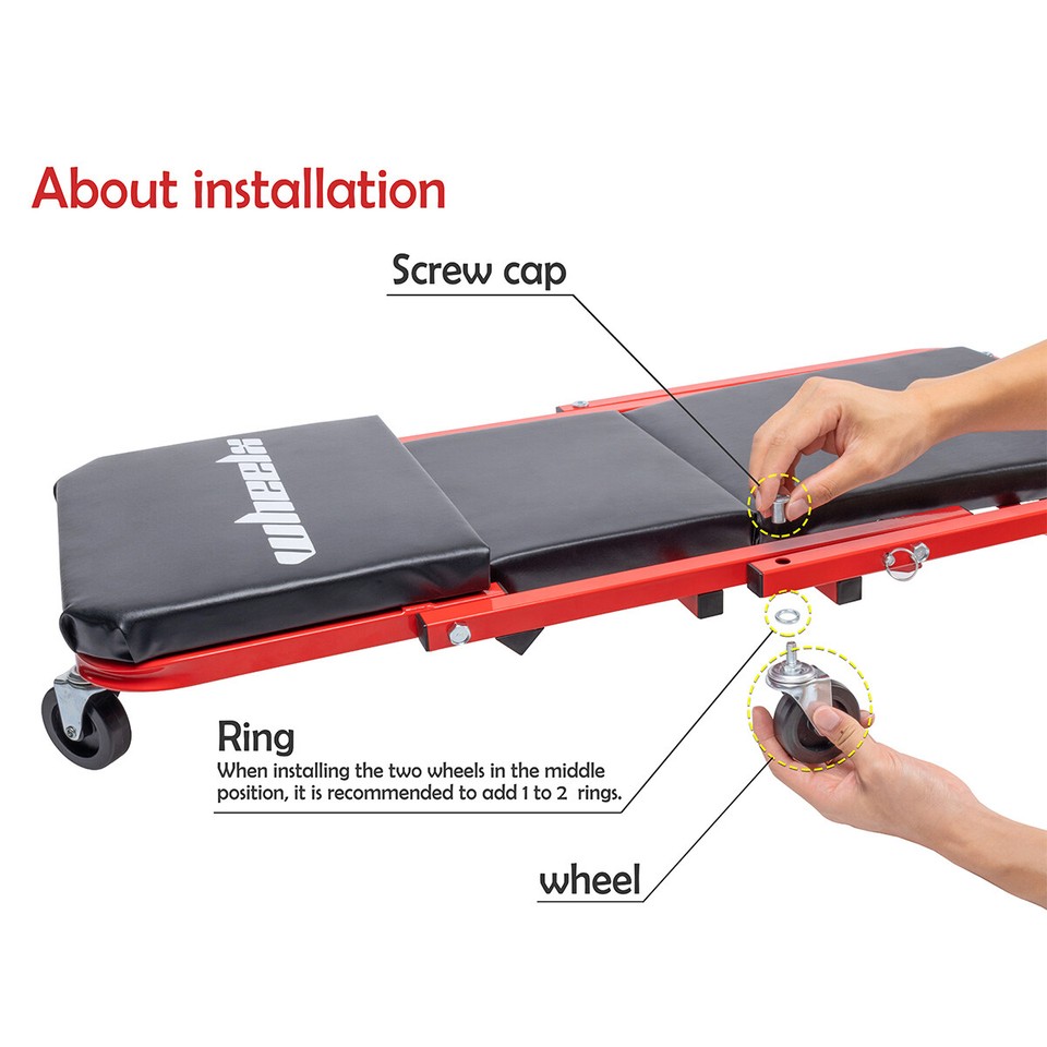 3 in 1 36" Car Foldable Rolling Garage Mechanic Creeper Roller Seat ...