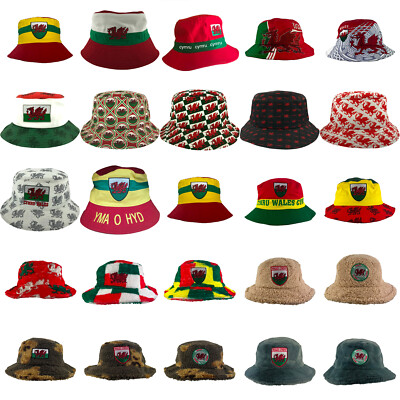 Welsh Bucket Hat Wales Football Hats Euro World Cup Rugby Adults Kids ...
