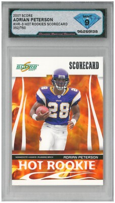 2007 Score ADRIAN PETERSON #HR-3 Hot Rookies Scorecard 352/750 RC 💎 DSG ...
