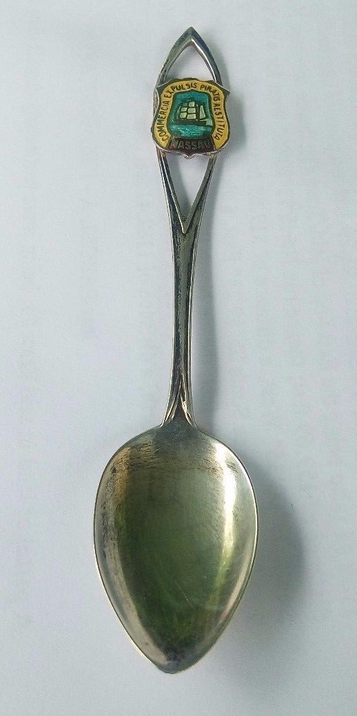 BAHAMAS NASSAU STERLING SILVER ENAMEL SPOON.PIRAT'S SHIP | eBay