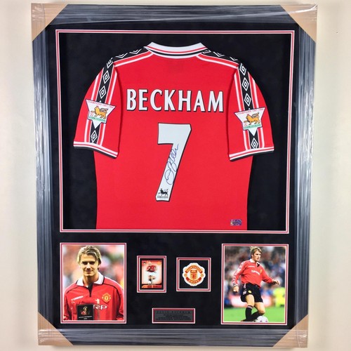 Retro Sharp Manchester United David Beckham Signed Jersey Framed ICONS ...