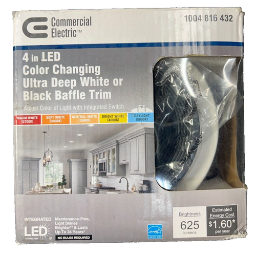 Commercial Electric 4" LED CCT Ultra Deep w/ White Or Black Baffle ...