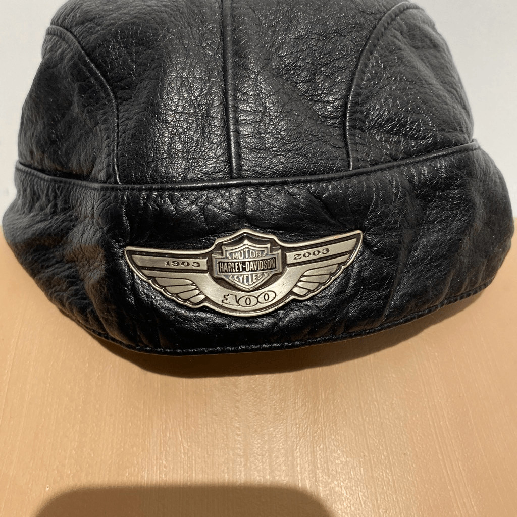 Harley Davidson Men's Black Real Leather Do-Rag Banda… - Gem