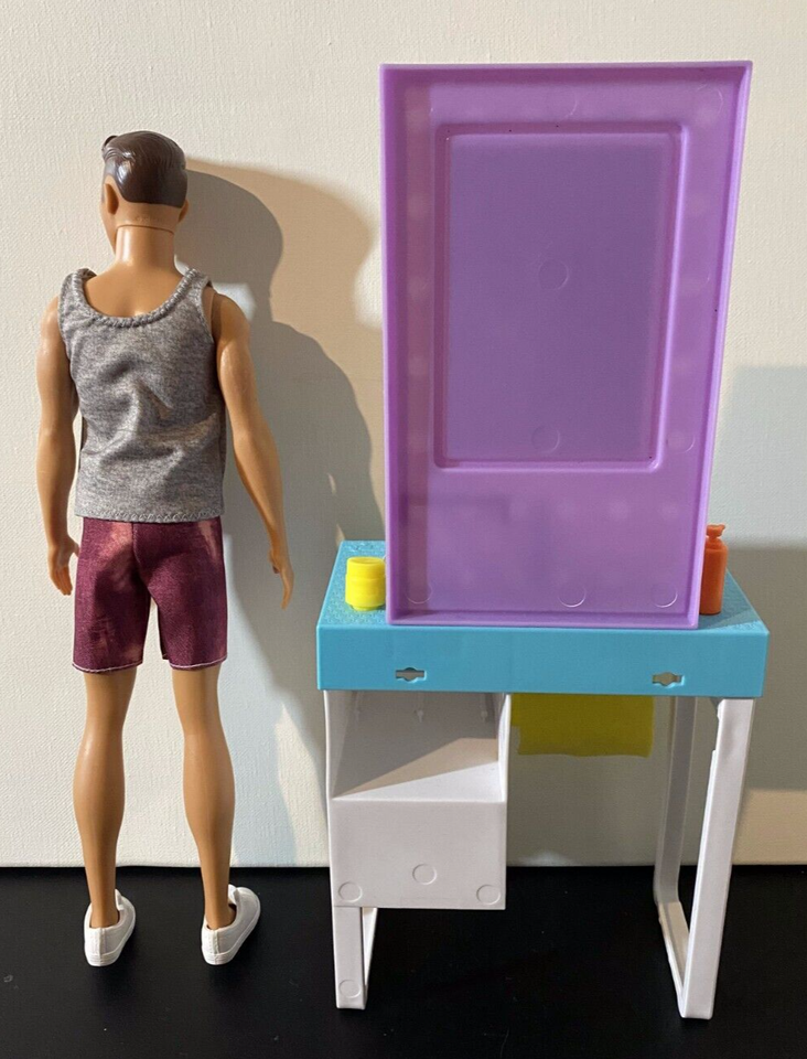 Ken Barbie Shaving Doll with Bathroom Vanity Playset 2018 Mattel | eBay