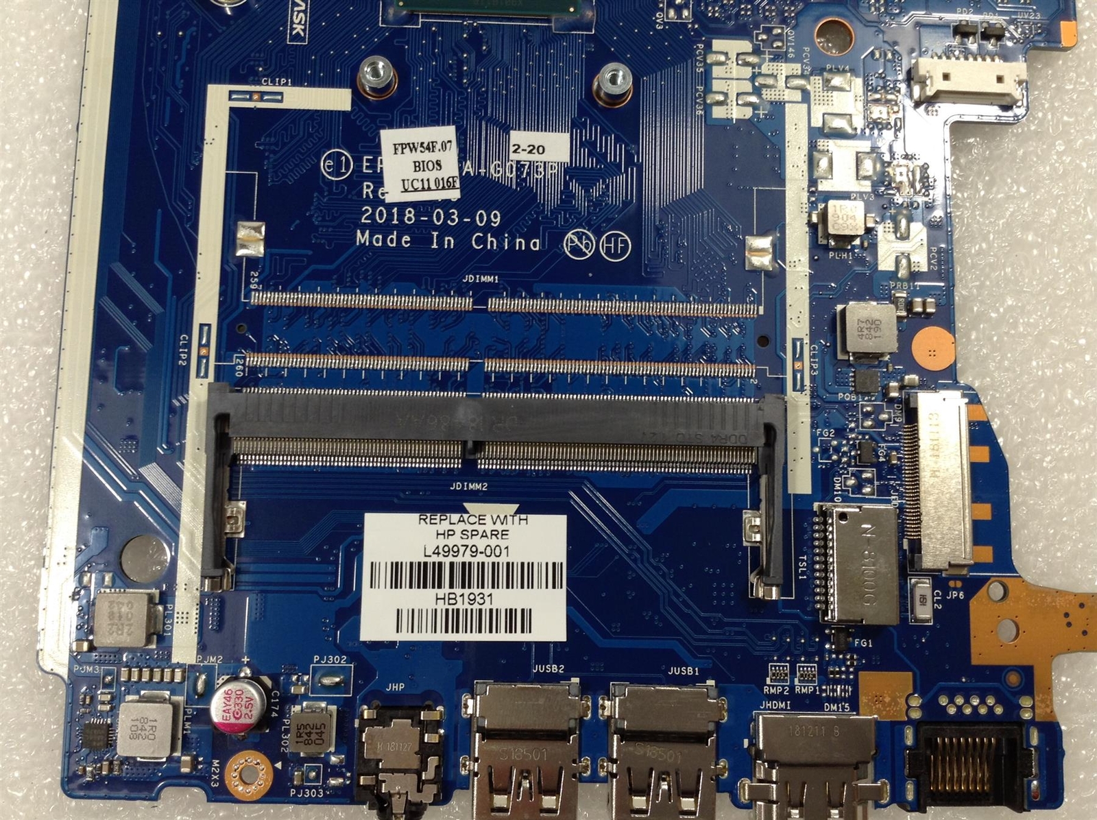 HP 250 G7 150-da Notebook L20375-601 Pent N5000 Uma Motherboard Genuine ...
