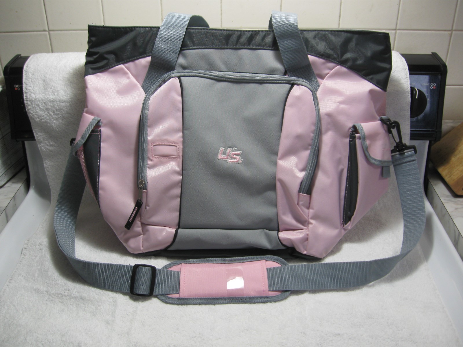 Large Two Color TOTE BAG-Overnight-Shopping-School-Work-Play-Travel ...