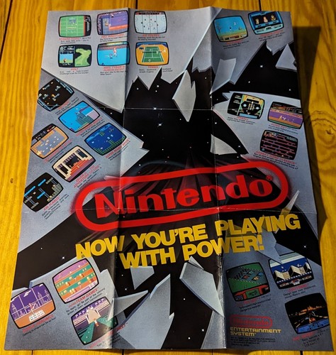 Vintage 1988 Nintendo NES Insert Poster ONLY, Now You're Playing With ...