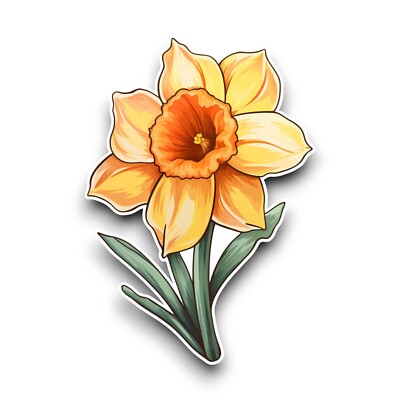 Watercolour Daffodil Flower Vinyl Sticker Decal Car Laptop Scrapbook ...