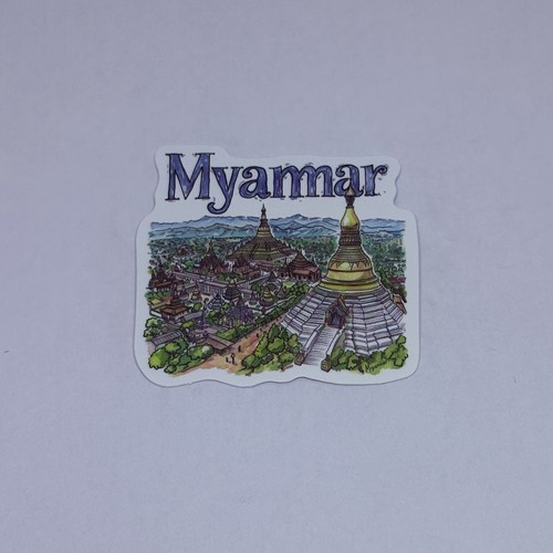 Myamar Sticker Cityscape Travel City Tour Drawn Art Decal Vinyl ...