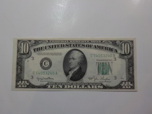 Federal Reserve 1950 10 Dollar Bill Uncirculated Paper Money Currency ...