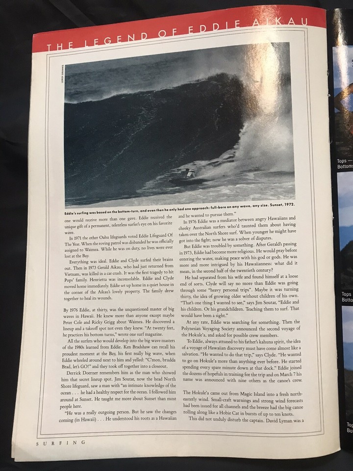 THE LEGEND OF EDDIE AIKAU WAIMEA BAY HAWAII RARE AND VINTAGE 1990 EDDIE ...
