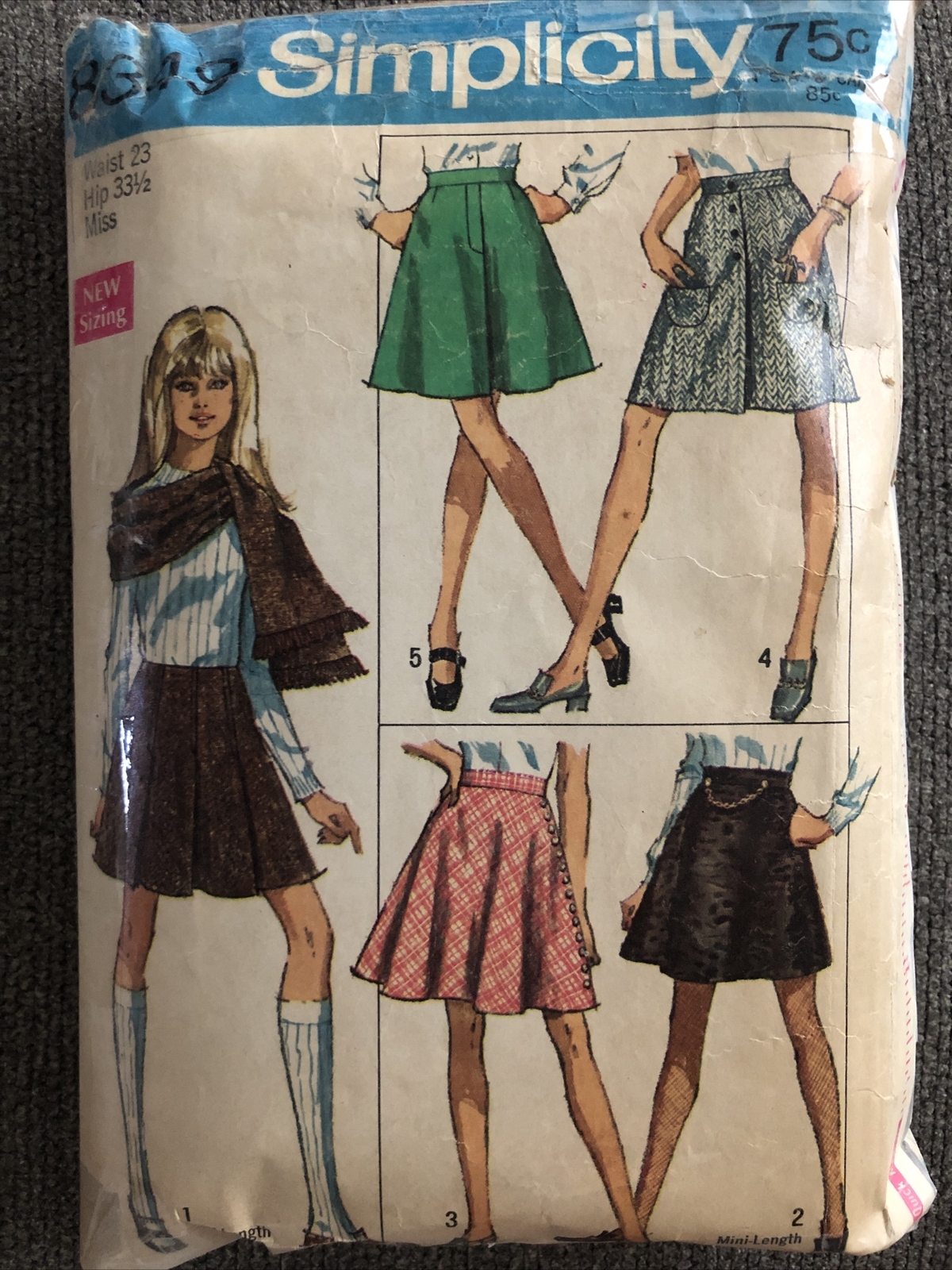 *LOVELY VTG 1970s SKIRT Sewing Pattern Waist 23 Simplicity 8349 | eBay