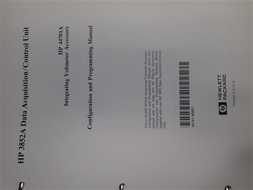 HP 3852A DATA ACQUISITION/CONTROL UNIT Plug-In Accessories Conf & Prog ...