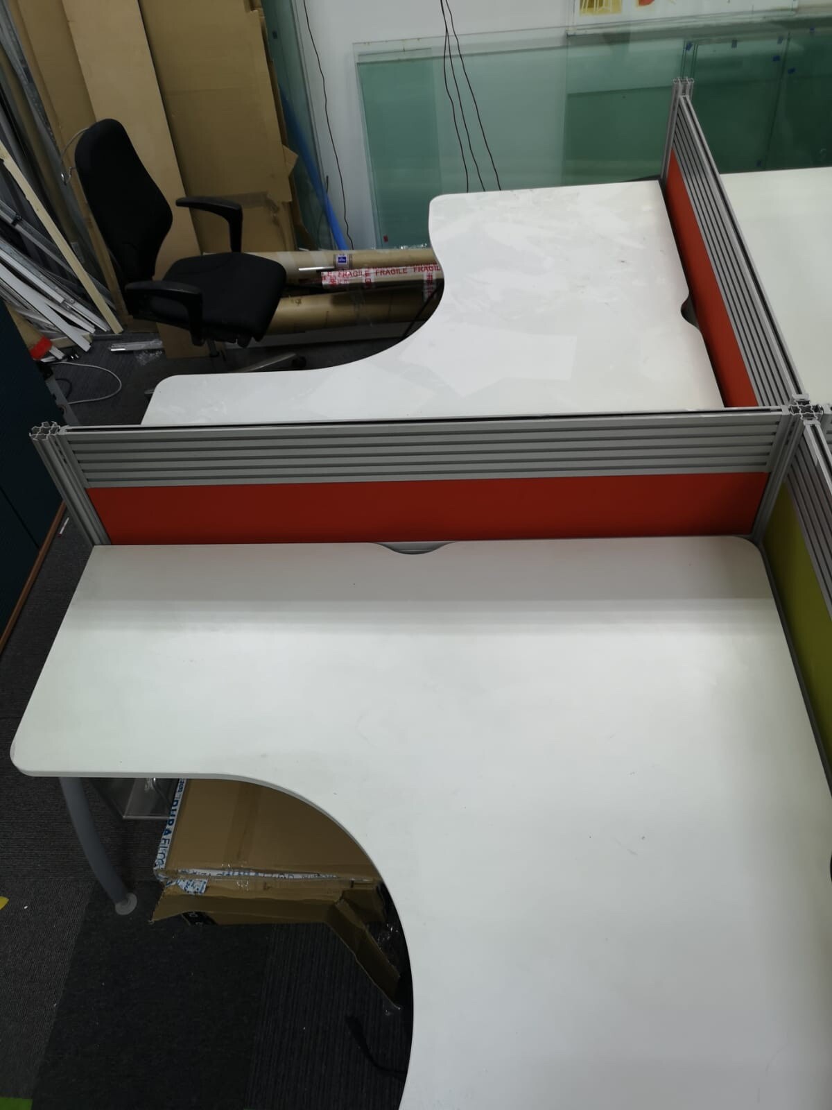 Senator Pod of 4 Complete Radial Office Desks with Pedestals + Screens ...