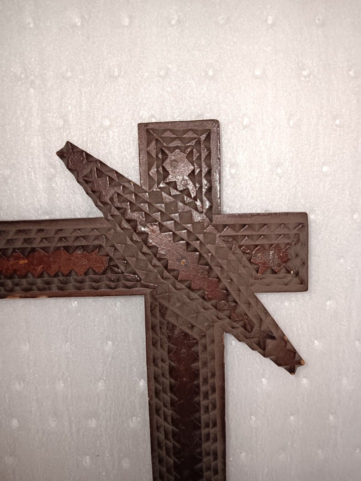 Antique Tramp Art Frame Orig. Finish 3 tier Folkart Primitive | eBay