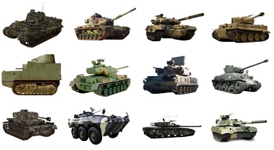 Vinyl Window Stickers x12 6cm Tanks military panzer sherman tiger ...