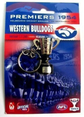 33821 WESTERN BULLDOGS 1954 AFL PREMIERS 3D TROPHY KEYRING KEY RING ...