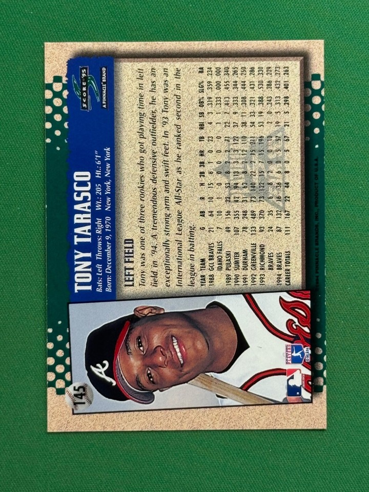 1995 Score Baseball #145 Tony Tarasco Platinum Team Sets Atlanta Braves ...