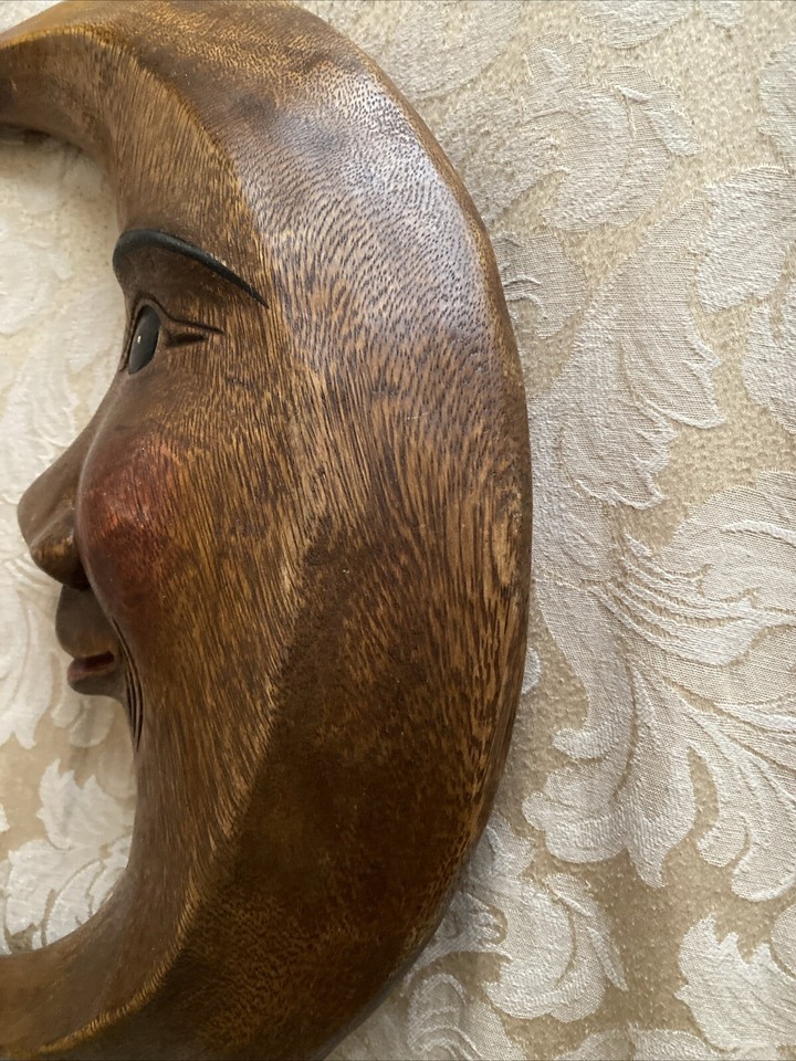 Wood Carved FACE Moon Man In The Moon Crescent Half MOON 🌙 INCREDIBLE ...