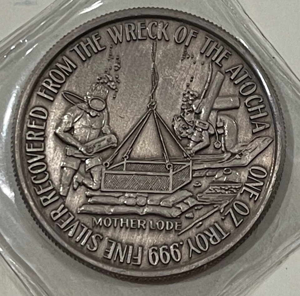 SHIPWRECK ATOCHA 1 OZ .999 DIVERS COMMEMORATIVE COIN FROM RECOVERY ...