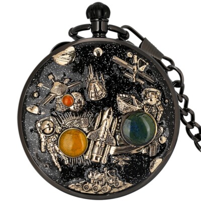 Uncommon Musical Quartz Pocket Watch Space Case Fob Watches with ...