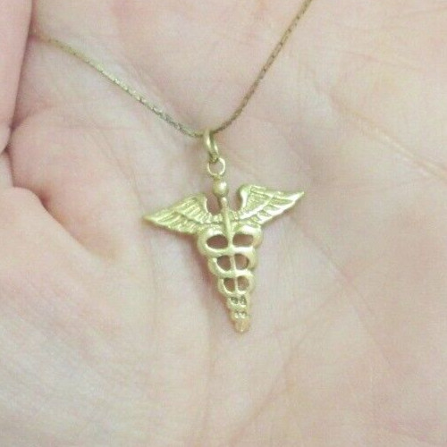 14k Yellow Gold Caduceus Medical Symbol Pendant, Perf… - Gem