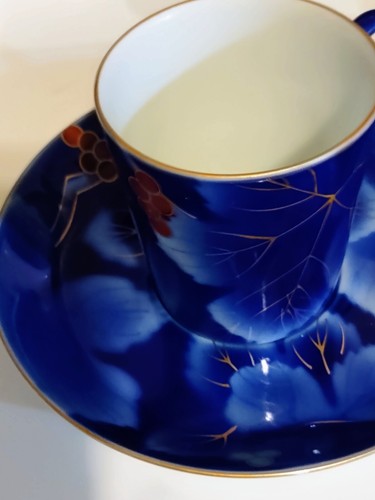 Cobalt Blue Grapes Decoration Japanese Bone China set Fukagawa Seiji ...
