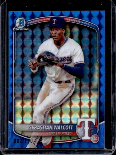 2025 Bowman Sebastian Walcott Chrome Prospects Blue Geometric Refractor ...