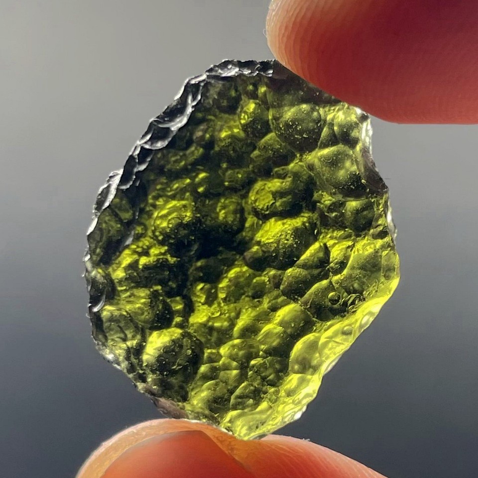 21CT New Found Rare GREEN MOLDAVITE Meteorite Impact Glass Striated ...