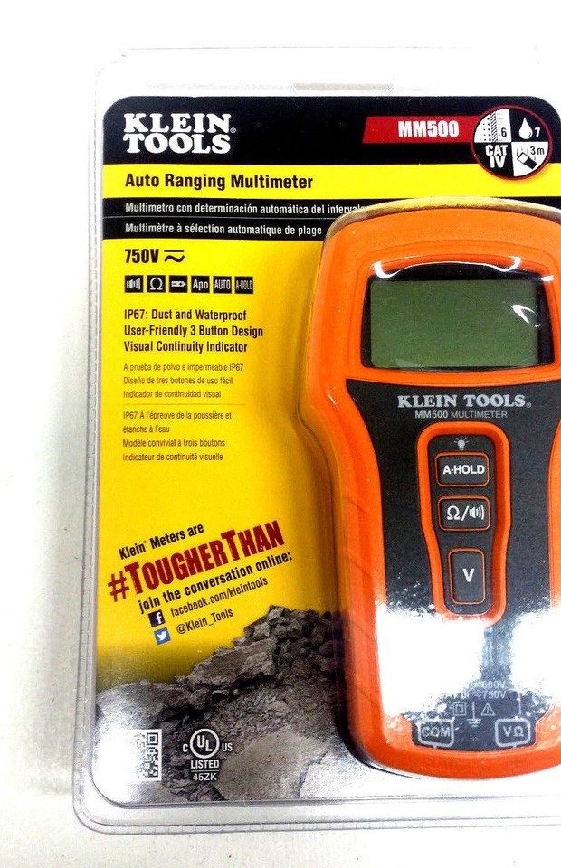 Klein Tools MM500 Auto Ranging Multimeter IP67 Dust and Waterproof ...