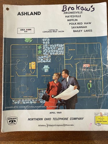 Ashland OHIO April 1969 Area Code 419 General Telephone Phone Book | eBay
