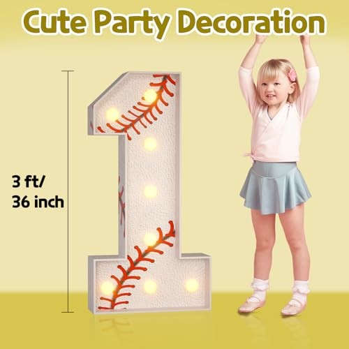 Marquee Numbers Baseball 1st-Birthday Decorations: 3ft Large Light 01 ...