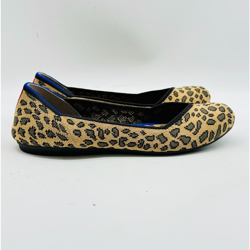 Rothys The Flat Womens 6 Brown Leopard Print Knit Casual Comfort Ballet ...